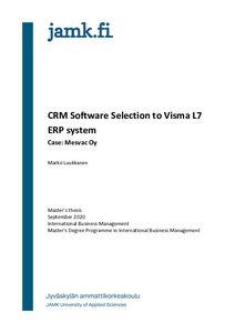 CRM Software Selection to Visma L7 ERP system - Theseus